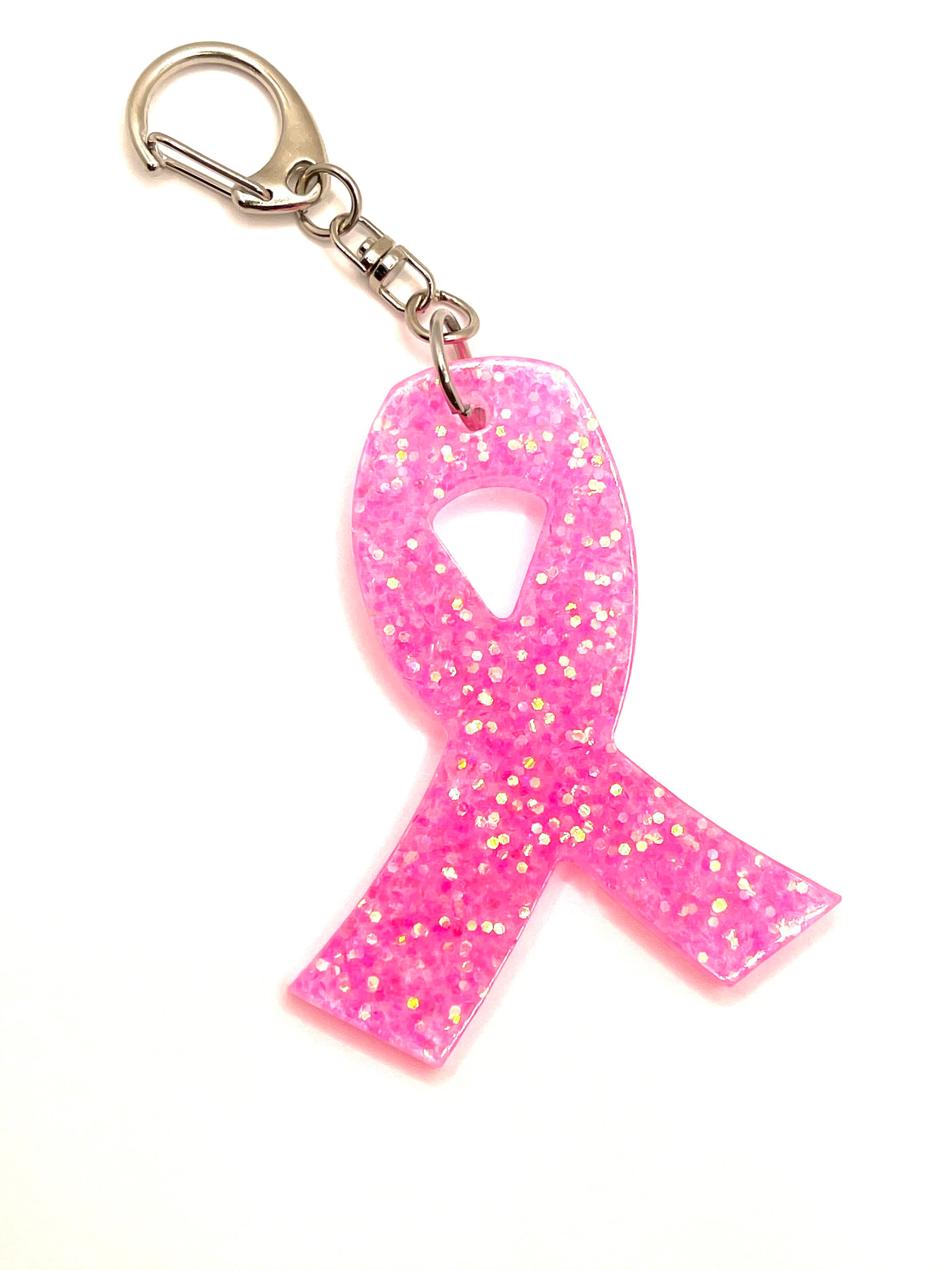 Pink Ribbon Breast Cancer Awareness Resin Keychain - Etsy