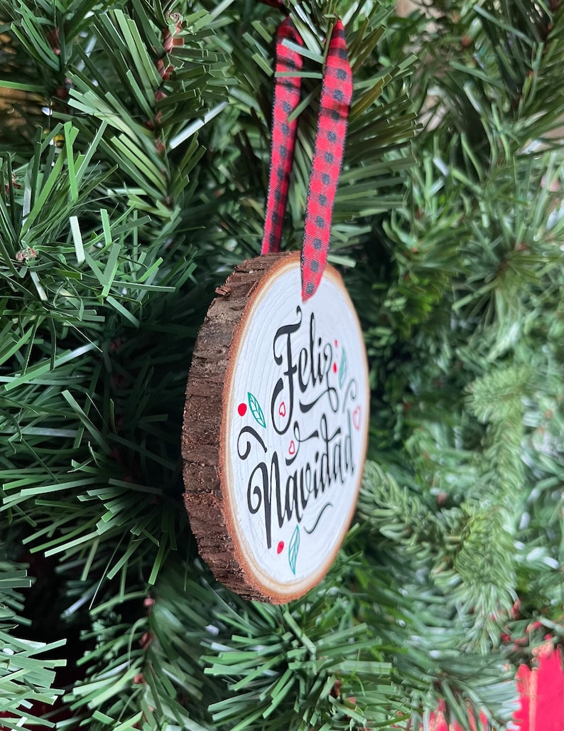 Feliz Navidad Wood Slice Ornament Holiday Gift Christmas - Etsy