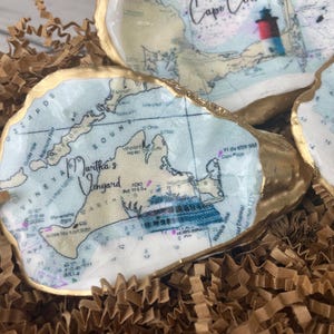 Map of Cape Cod, Nantucket, Martha’s Vinyard Oyster Shell Ring Dish ...