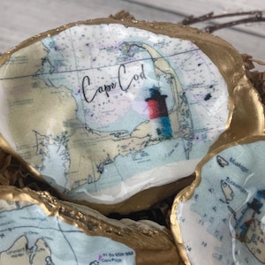 Map of Cape Cod, Nantucket, Martha’s Vinyard Oyster Shell Ring Dish ...