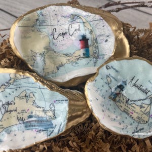 Map of Cape Cod, Nantucket, Martha’s Vinyard Oyster Shell Ring Dish ...