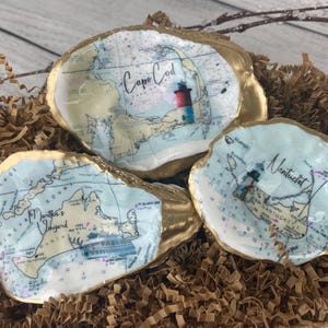 Map of Cape Cod, Nantucket, Martha’s Vinyard Oyster Shell Ring Dish ...