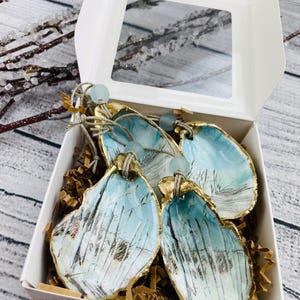 Set of 4 Mini Sand Dune Beach Oyster Shell Ornaments With Shiny Epoxy ...
