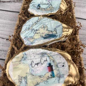 Map of Cape Cod, Nantucket, Martha’s Vinyard Oyster Shell Ring Dish ...