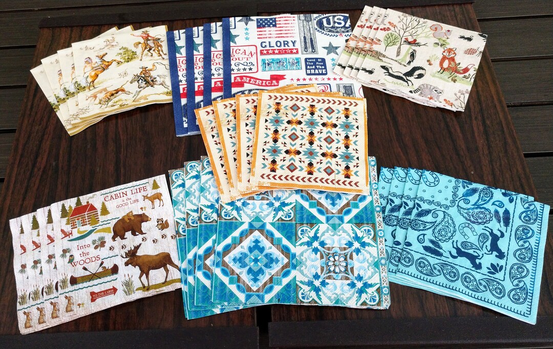 Decoupage Napkins, Santa Fe Style, Western Theme Napkins, Cowboys ...