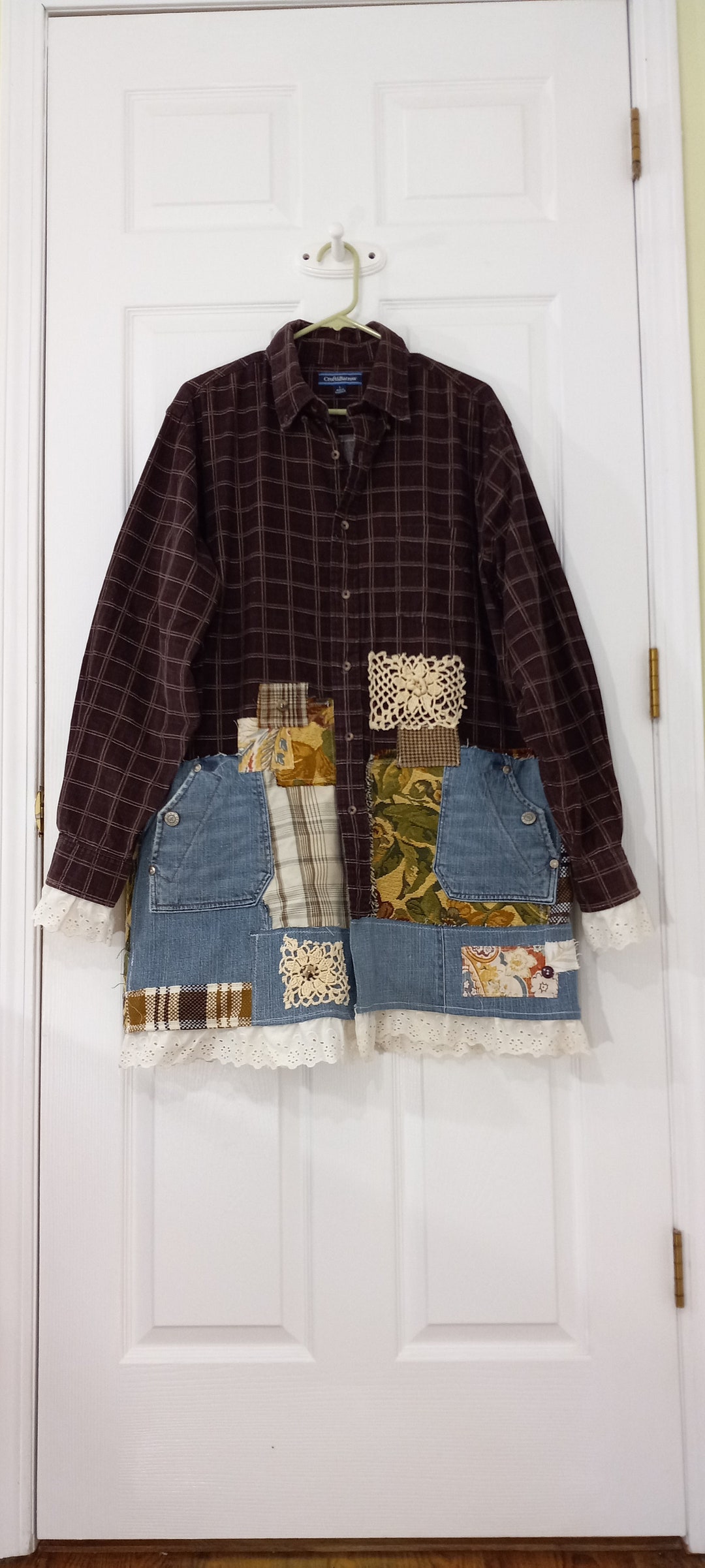 Upcycled Clothing,upcycled Jacket,duster,brown,patchwork,denim,lace ...