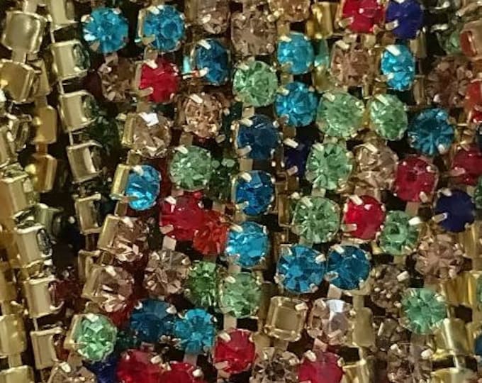 2mm Red Rhinestone Trim, Rhinestone Chain, Wedding Rhinestone, Brass ...