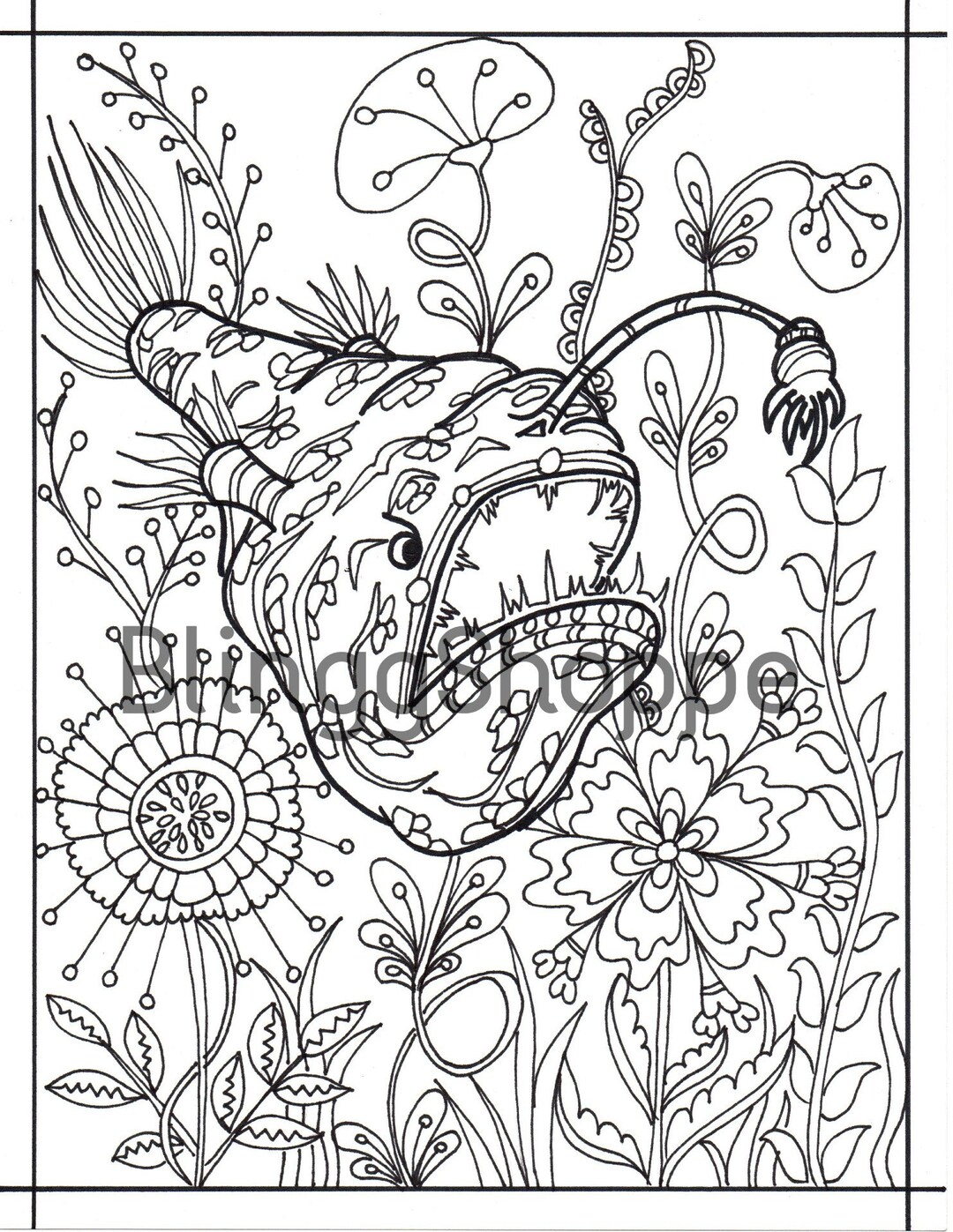 Adult Coloring Pages Fish Coloring Page Sealife Coloring - Etsy