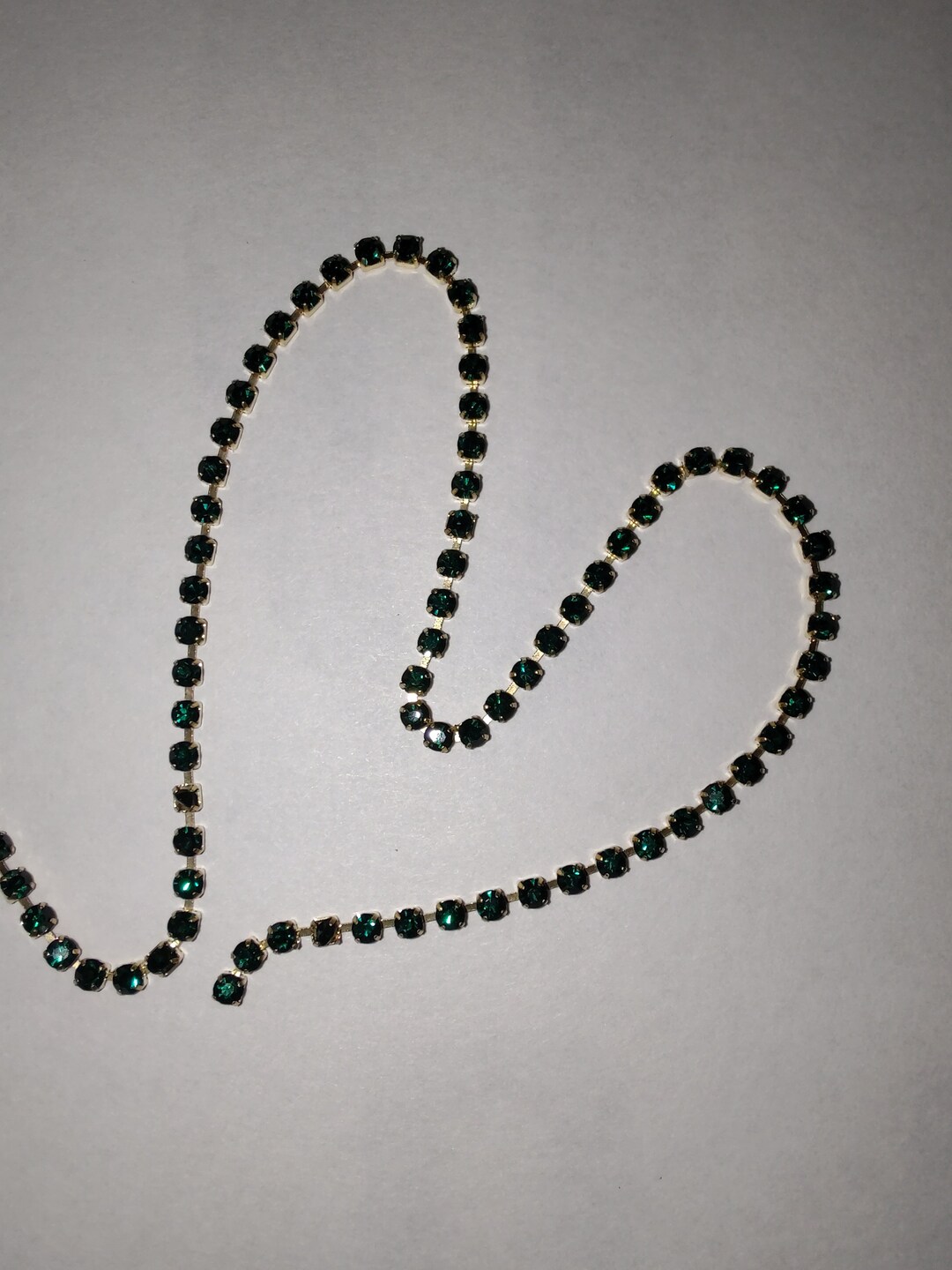 2mm Dark Green Rhinestone Trim, Rhinestone Chain, Wedding Rhinestone ...