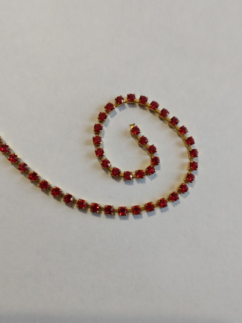 2mm Red Rhinestone Trim Rhinestone Chain Wedding Rhinestone | Etsy