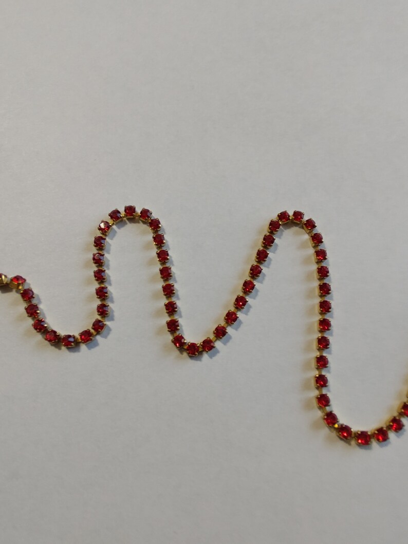 2mm Red Rhinestone Trim Rhinestone Chain Wedding Rhinestone | Etsy