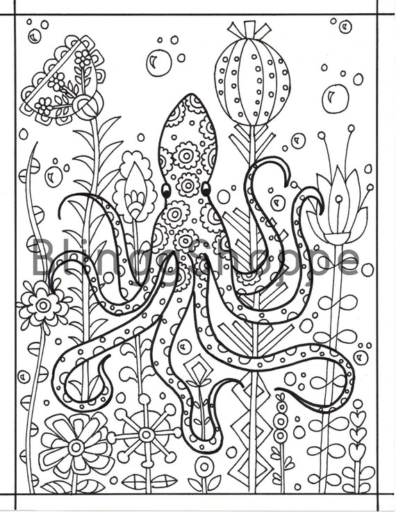 Adult Coloring Pages Octopus Coloring Page Sealife - Etsy