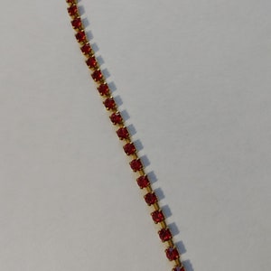 2mm Red Rhinestone Trim, Rhinestone Chain, Wedding Rhinestone, Brass ...