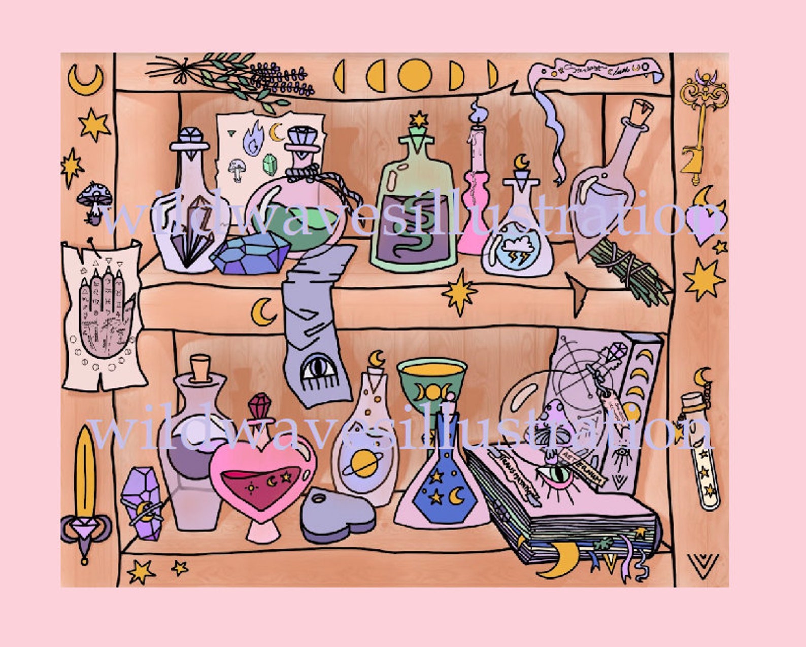 Kawaii Cute Witch Magical Monitor Wallpaper Monitor Imac Computer ...