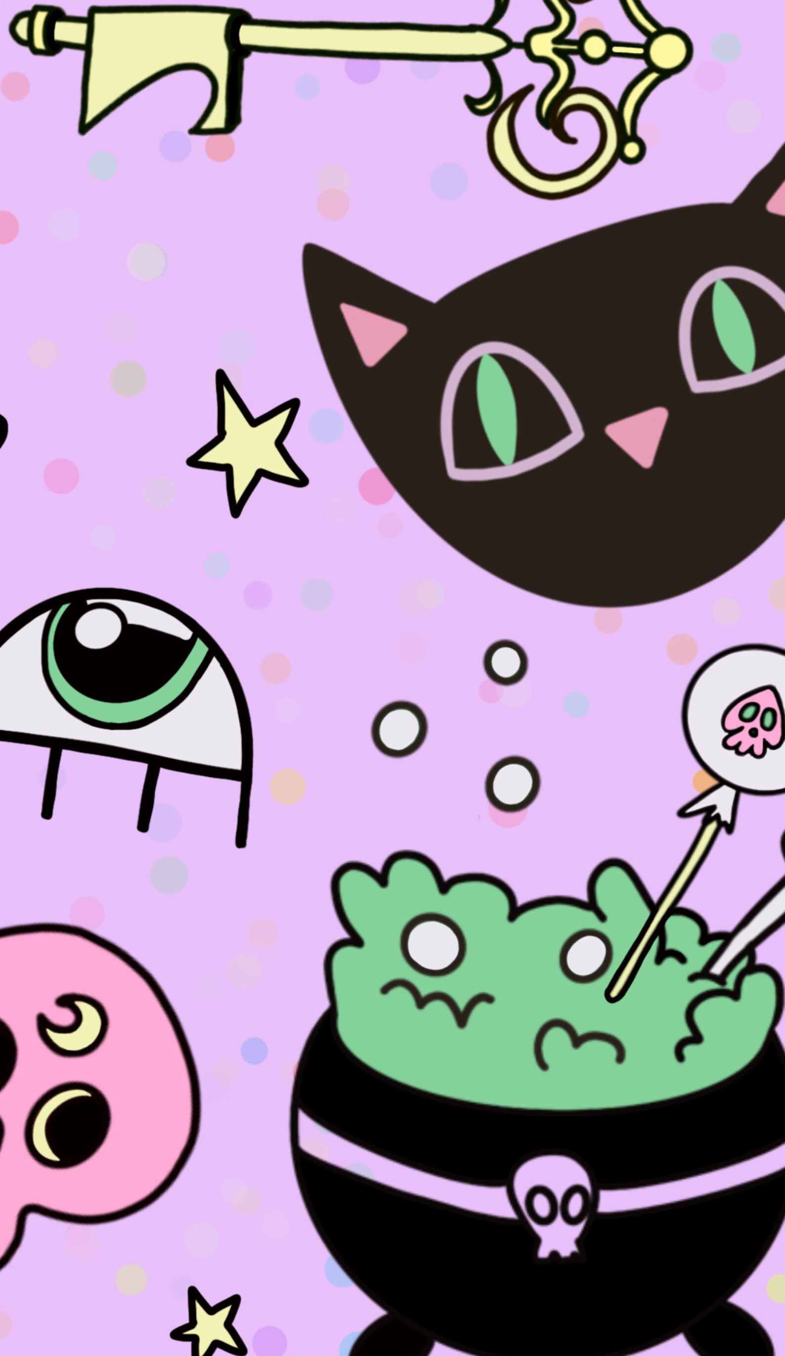 Kawaii Cute Witch Magical Monitor Wallpaper Monitor Imac Computer ...