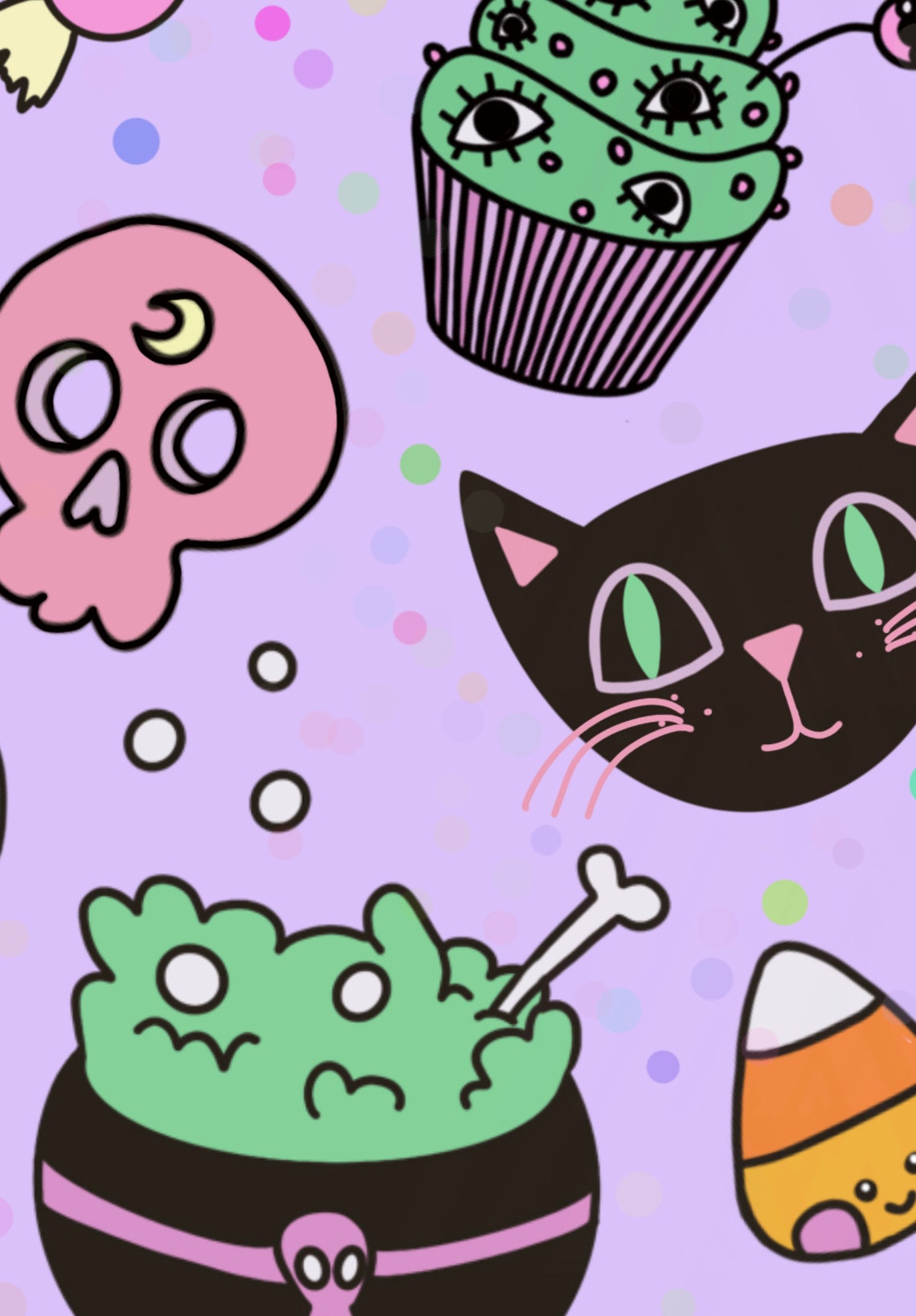 Kawaii Cute Witch Magical Monitor Wallpaper Monitor Imac Computer ...