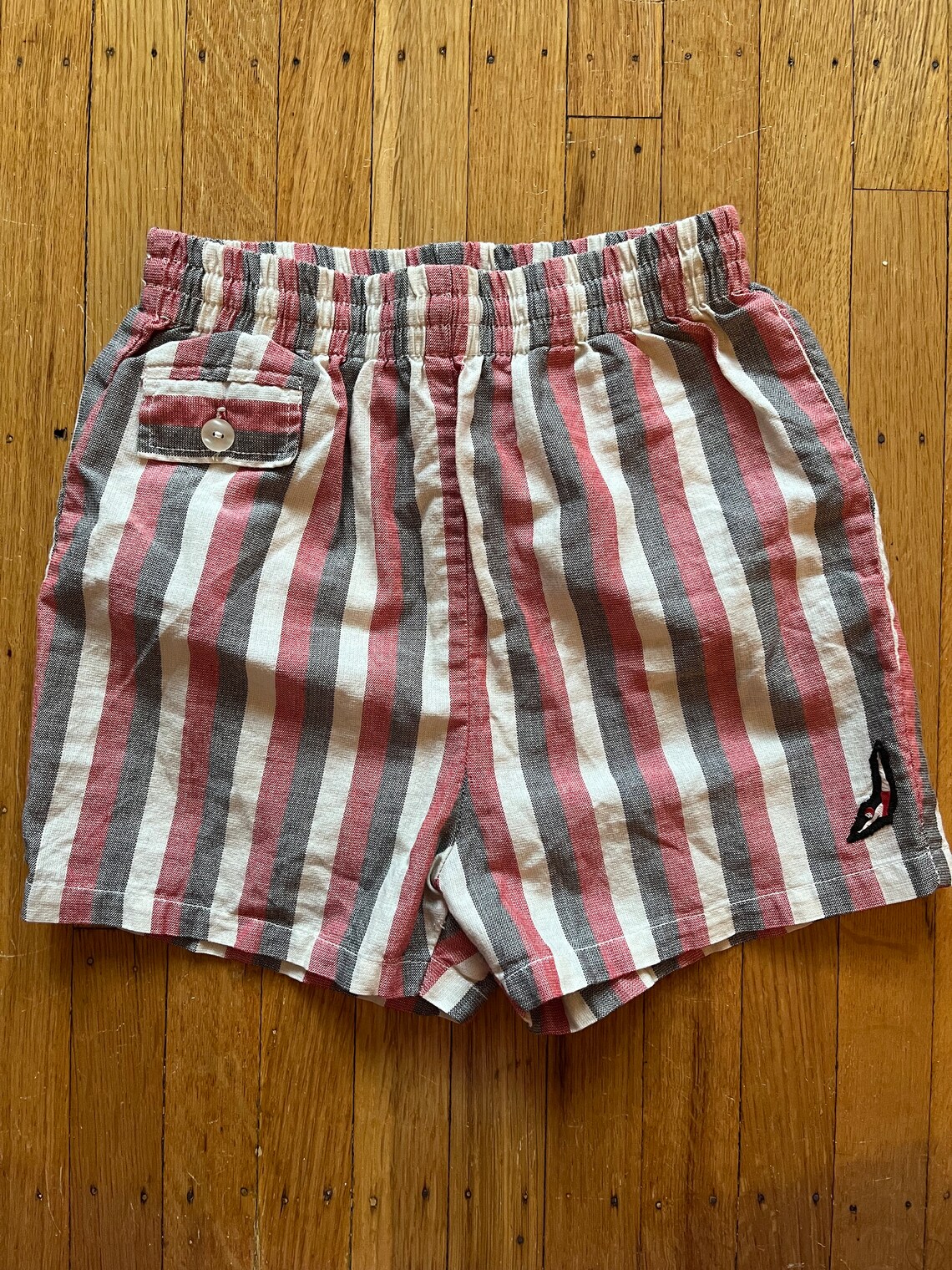 1960s Jantzen Shorts / Red Charcoal & White Striped Swim Shorts ...