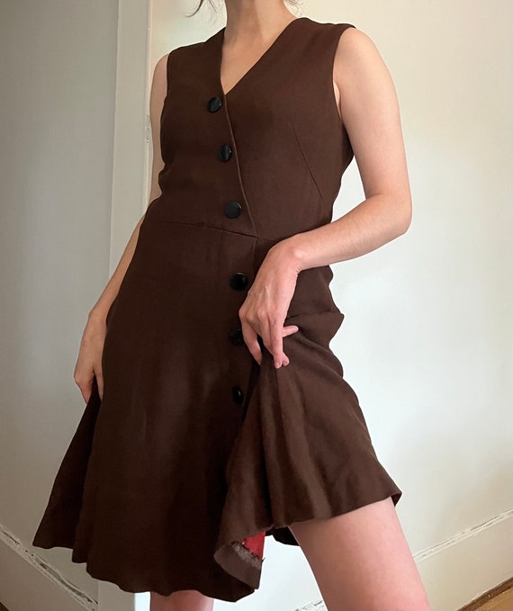 1960s "Alison Ayres Original" Dress / Chocolate Brown… - Gem