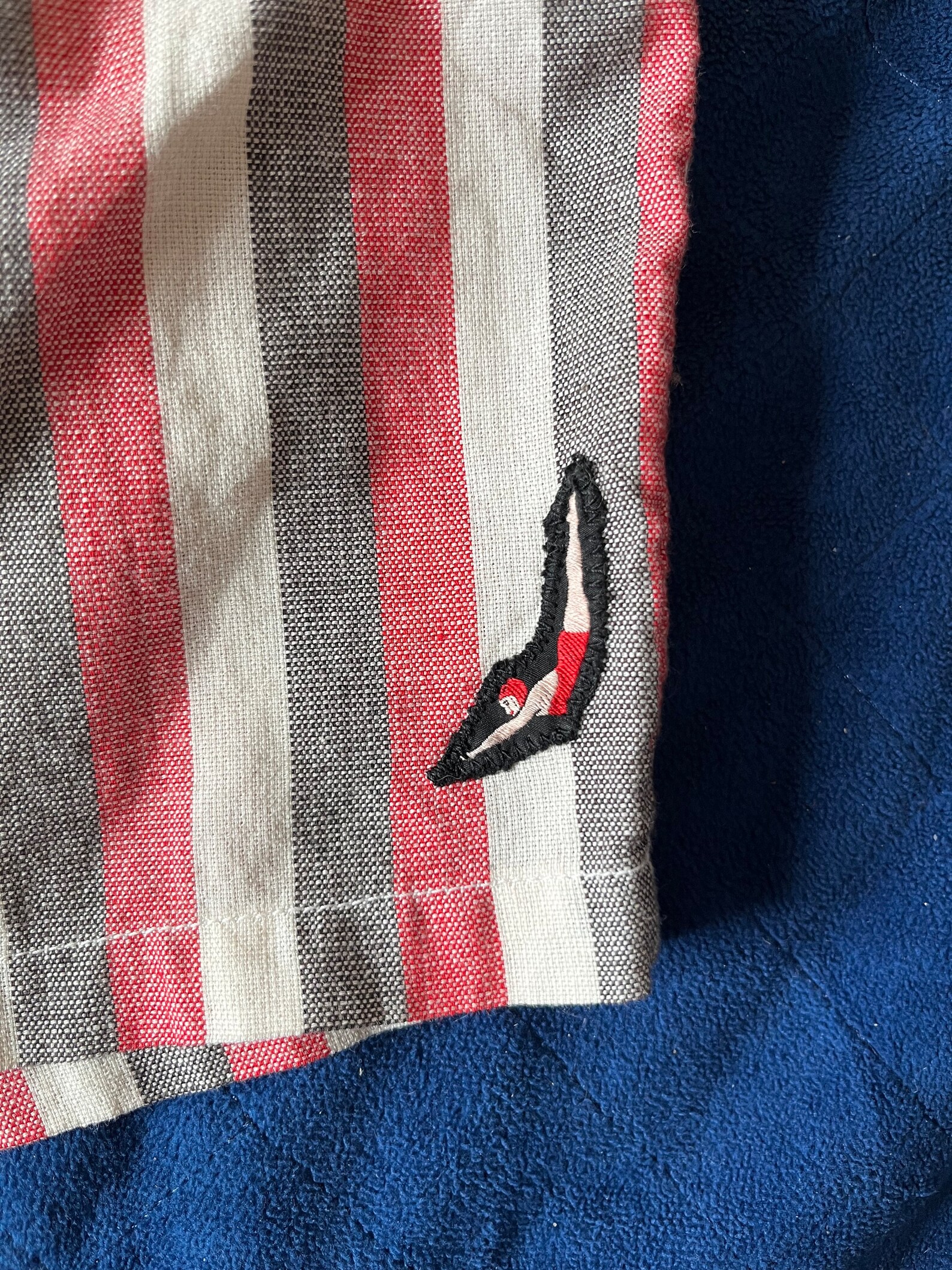 1960s Jantzen Shorts / Red Charcoal & White Striped Swim Shorts ...