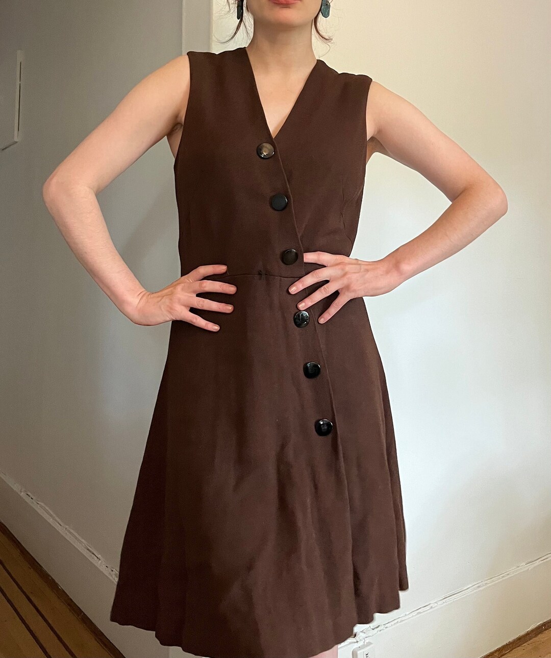1960s "alison Ayres Original" Dress / Chocolate Brown / Asymmetrical ...