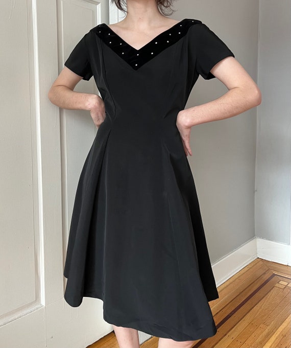 1950s "Grace Kelly Style" by Endres / Black Velvet & … - Gem