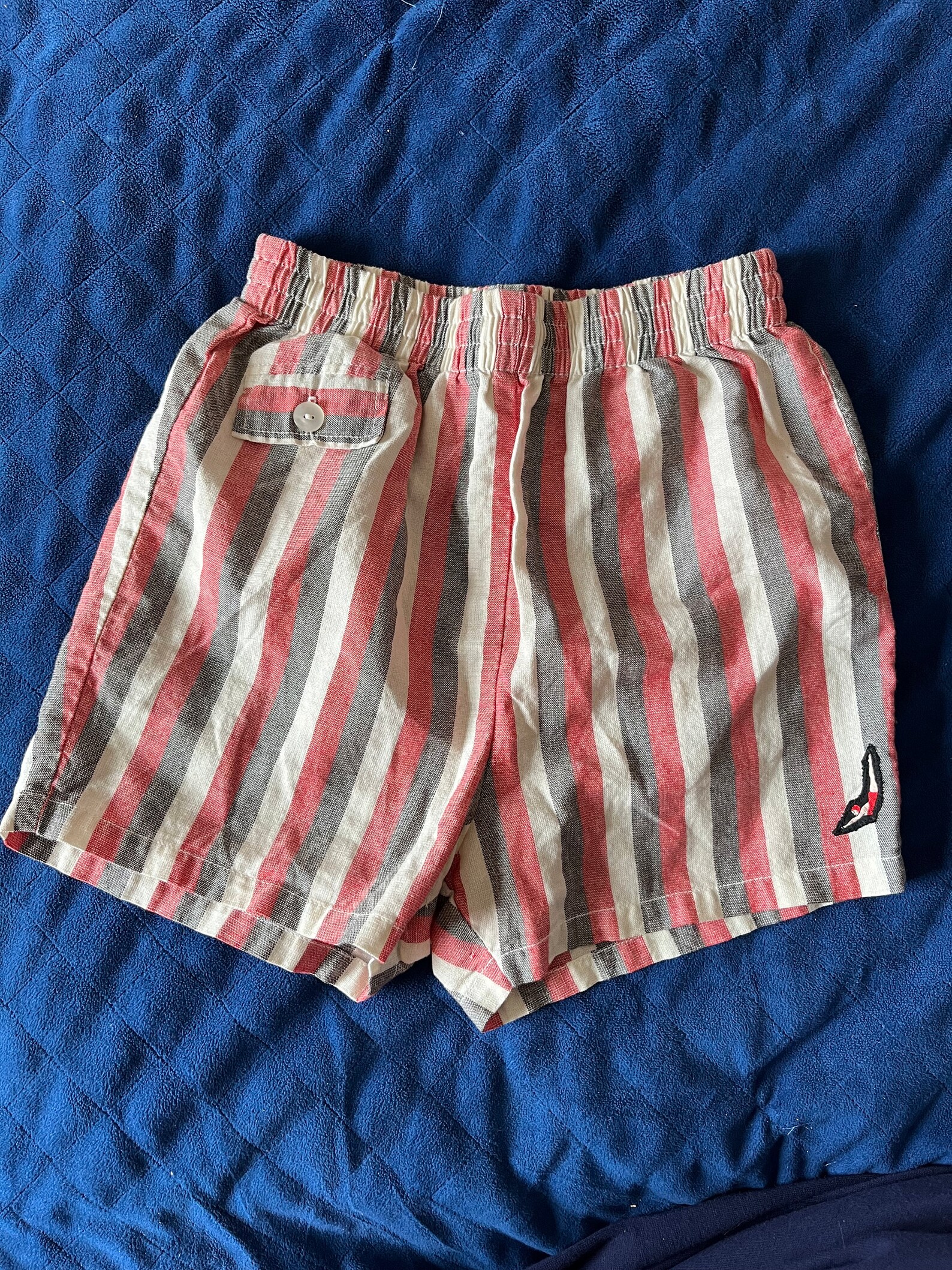 1960s Jantzen Shorts / Red Charcoal & White Striped Swim Shorts ...