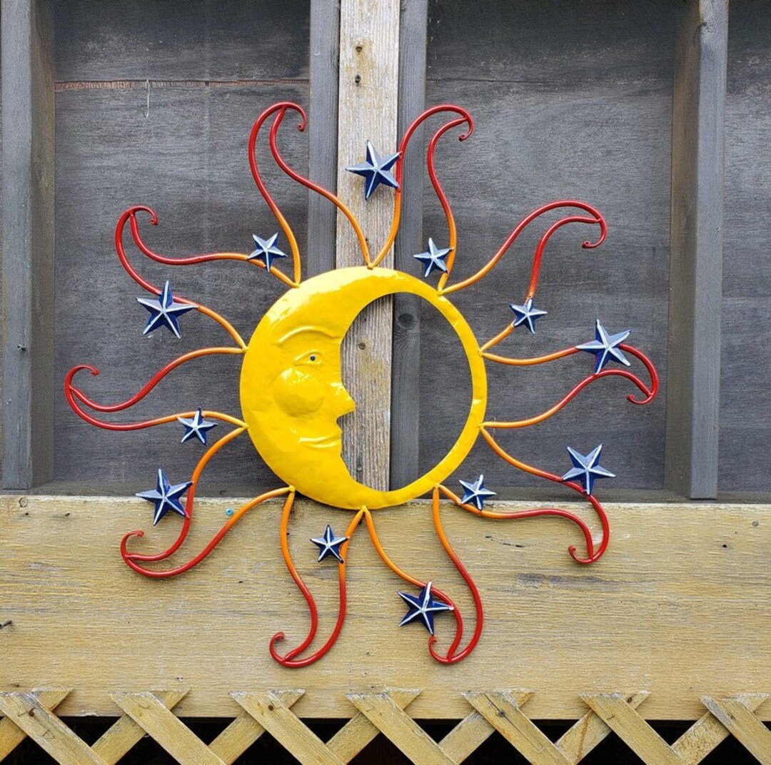 Metal Garden Decor Metal Sun Wall Art Indoor Outdoor Wall Art Metal Sun ...