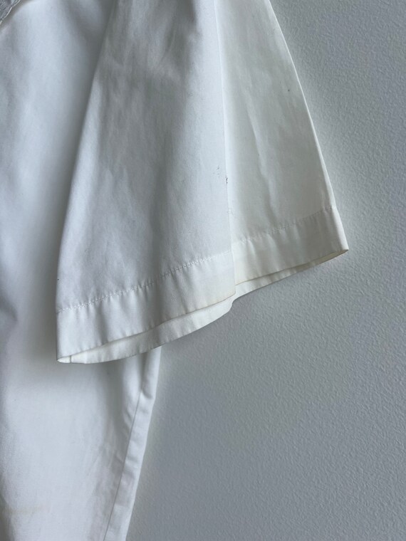 Vintage Cotton Embroidery Pleat Button Back Blouse - Gem