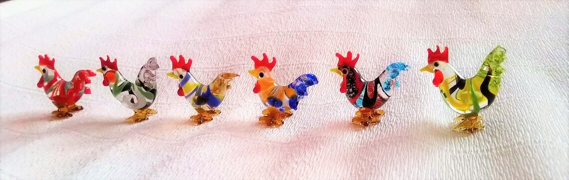 Glass Rooster Gift Animal Collectible Figurine Rooster Hen - Etsy