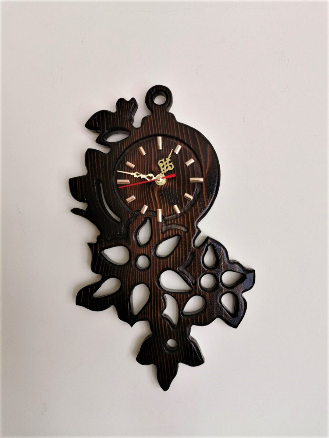 Handcrafted Wooden Flower Wall Clock, Flowers Wall Clock, Wooden Wall ...