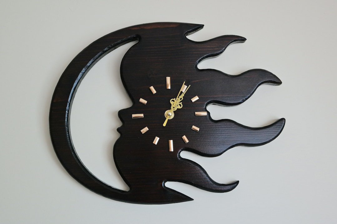 24 Hours Wall Clock, Day and Night Wood Wall Clock, Natural Home Decor ...