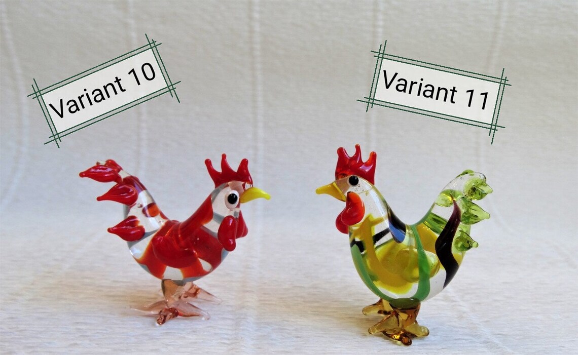 Glass Rooster Gift Animal Collectible Figurine Rooster Hen - Etsy
