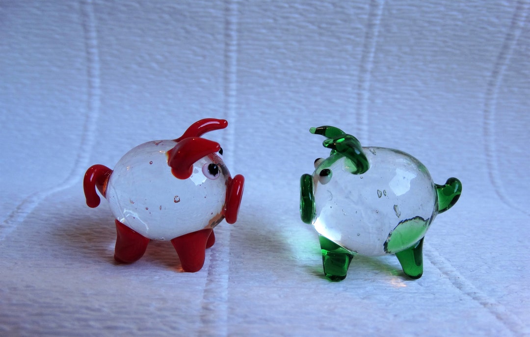 Glass Lucky Pig Figurine, Glass Pig Ornament, Small Glass Pig Figurine ...