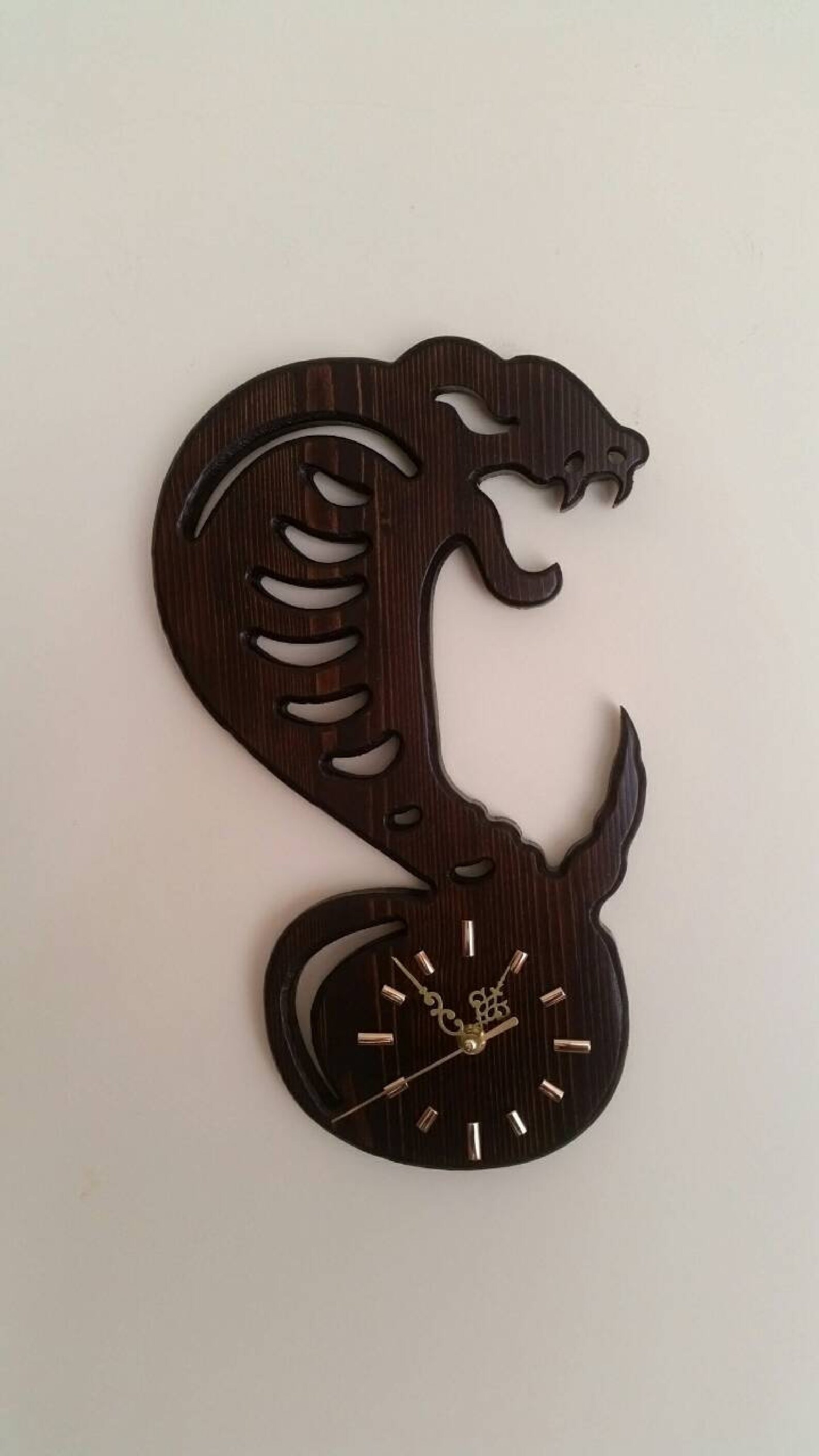 Cobra Snake Wall Clock, 15 Inch Wood Wall Clock Monogram, Snake Wood ...