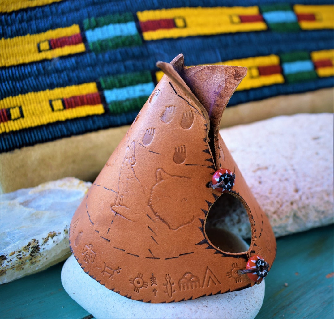 Teepee Leather Handcrafted Incense Burner Native American Style Incense ...
