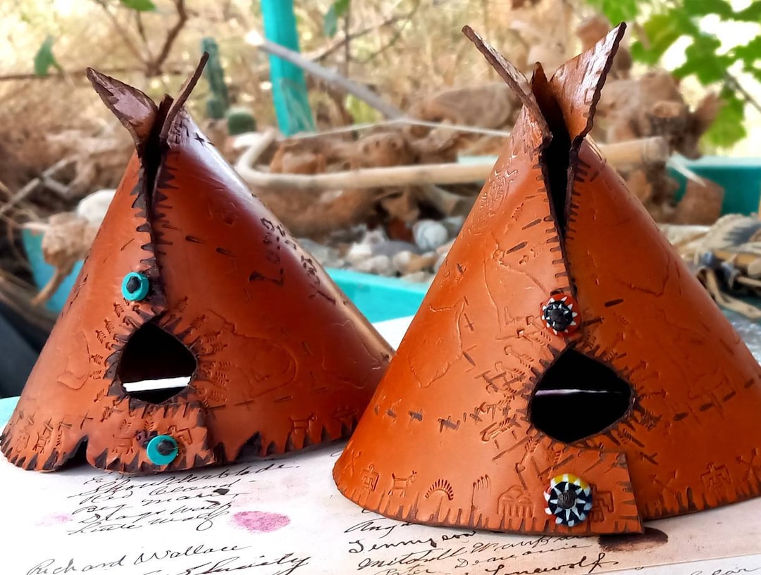 Personalized long Tex Insideteepee Leather Handcrafted Incense Burner ...