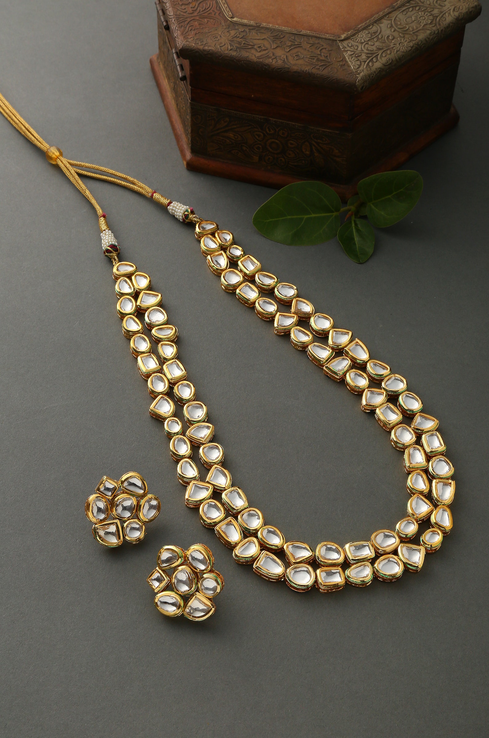 Gold Plated Kundan Necklace Set/kundan Necklace Set/kundan | Etsy