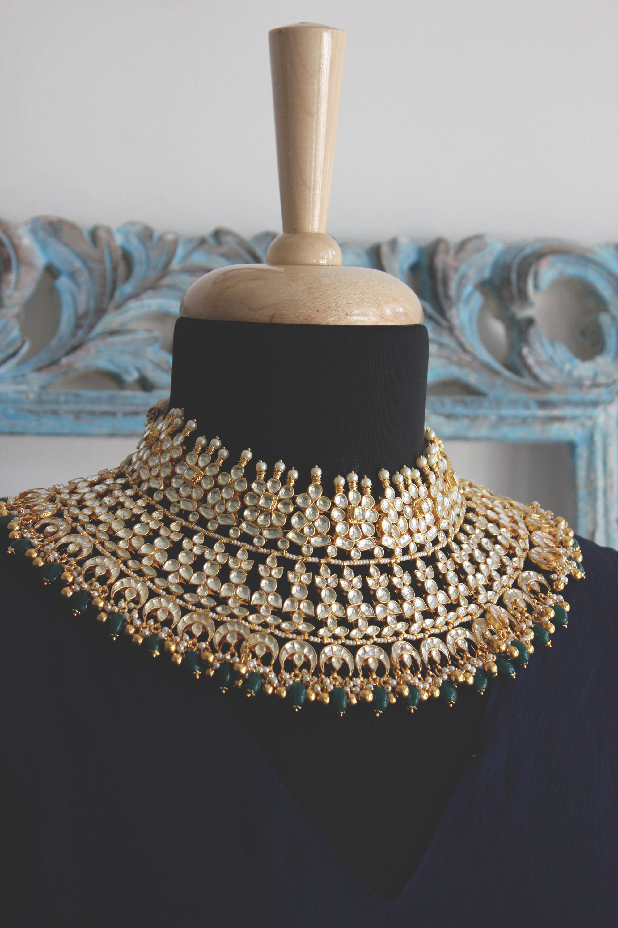 Emerald Green Stones Gold Plated Kundan Polki Bridal Indian | Etsy