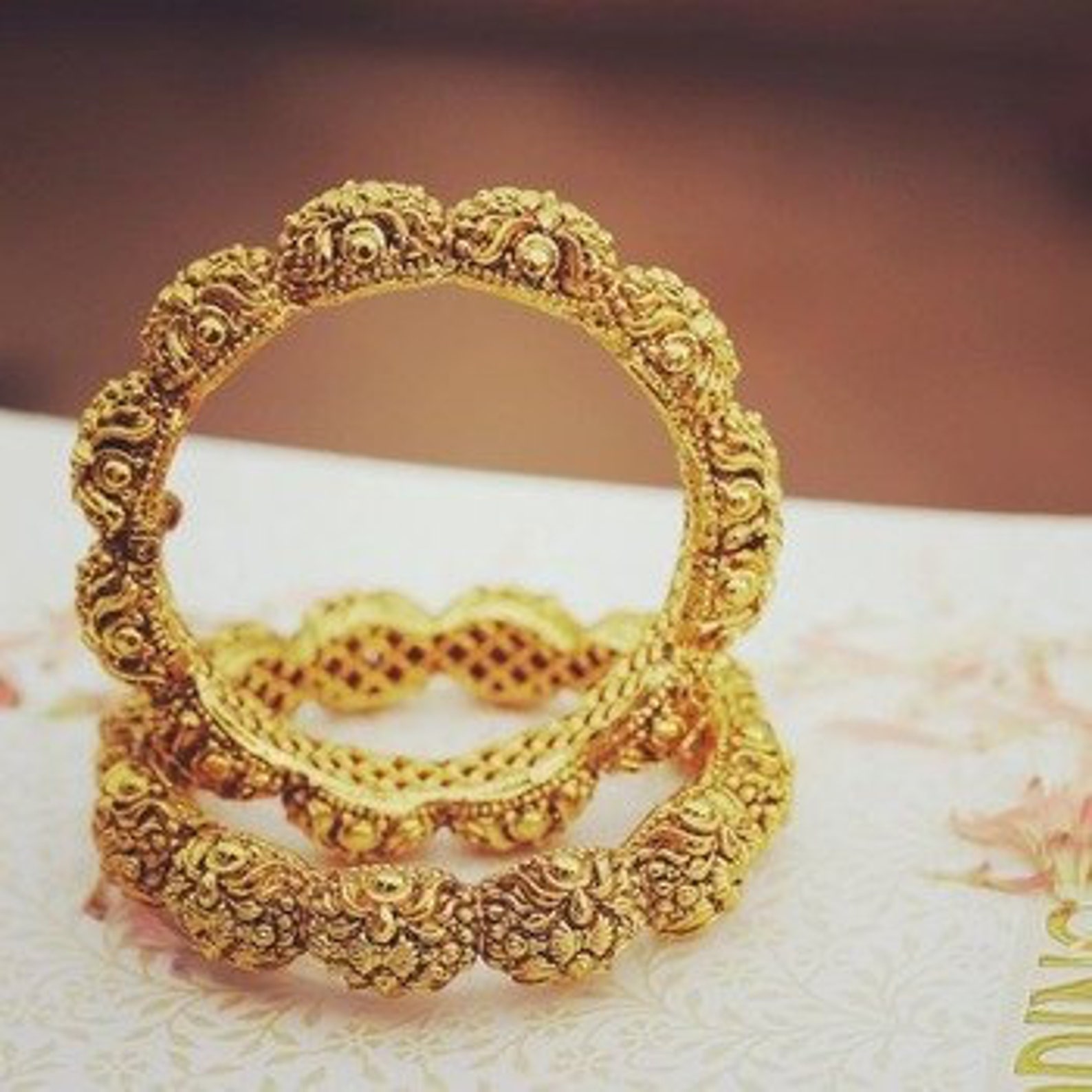 Temple Work Gold Tone Bangles Set of 2/ Soutrh Indian Temple - Etsy