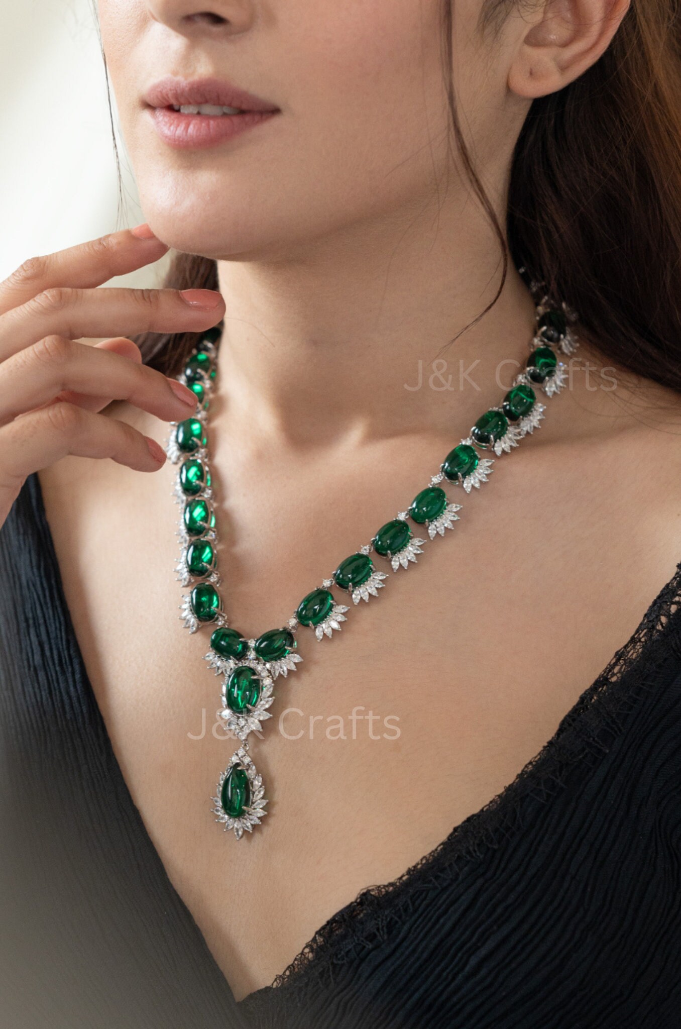 Emerald Green Necklace Set Victorian Green Necklace Set Contemporary ...
