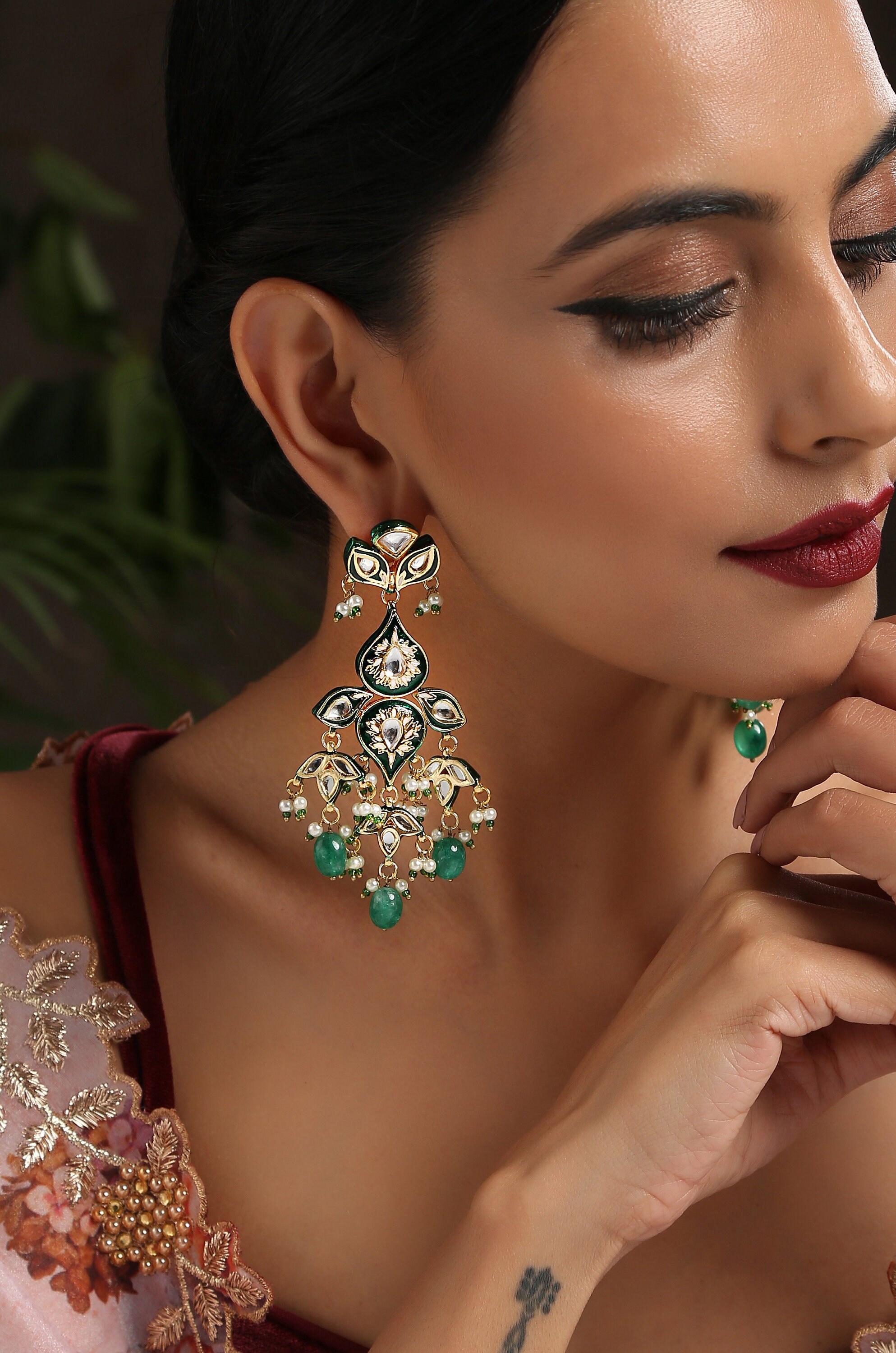 Green and Blue Meenakari Necklace Set/ Meenakari Gold Plated | Etsy