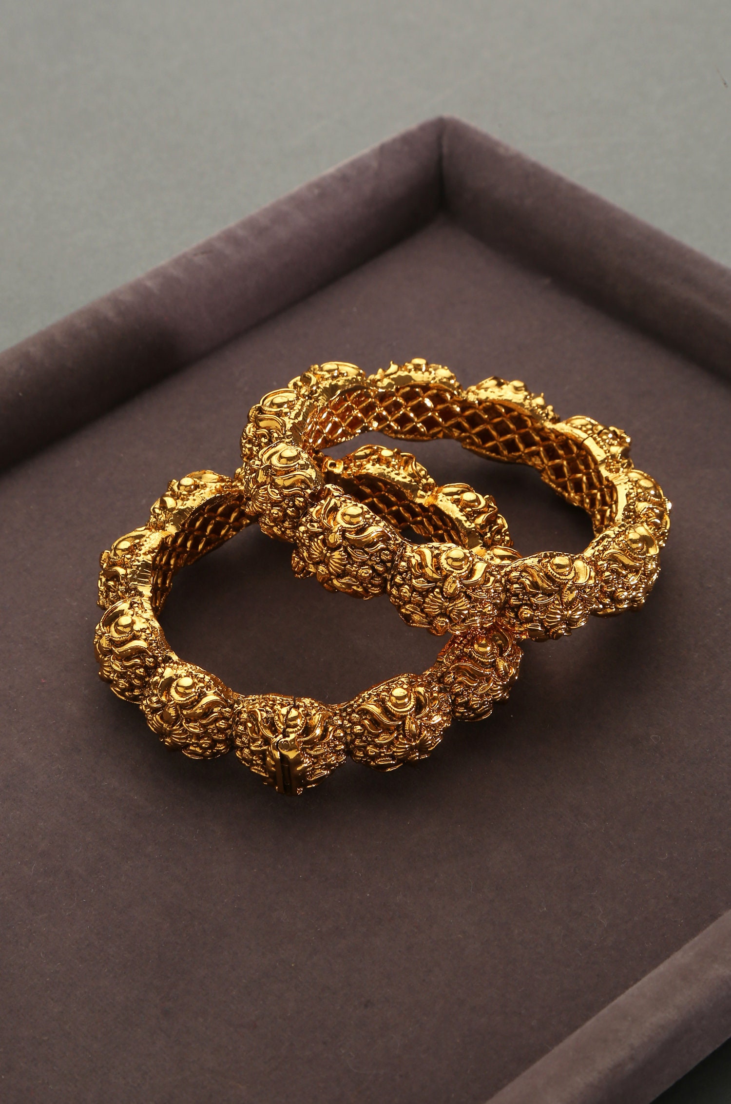 Temple Work Gold Tone Bangles Set of 2/ Soutrh Indian Temple - Etsy