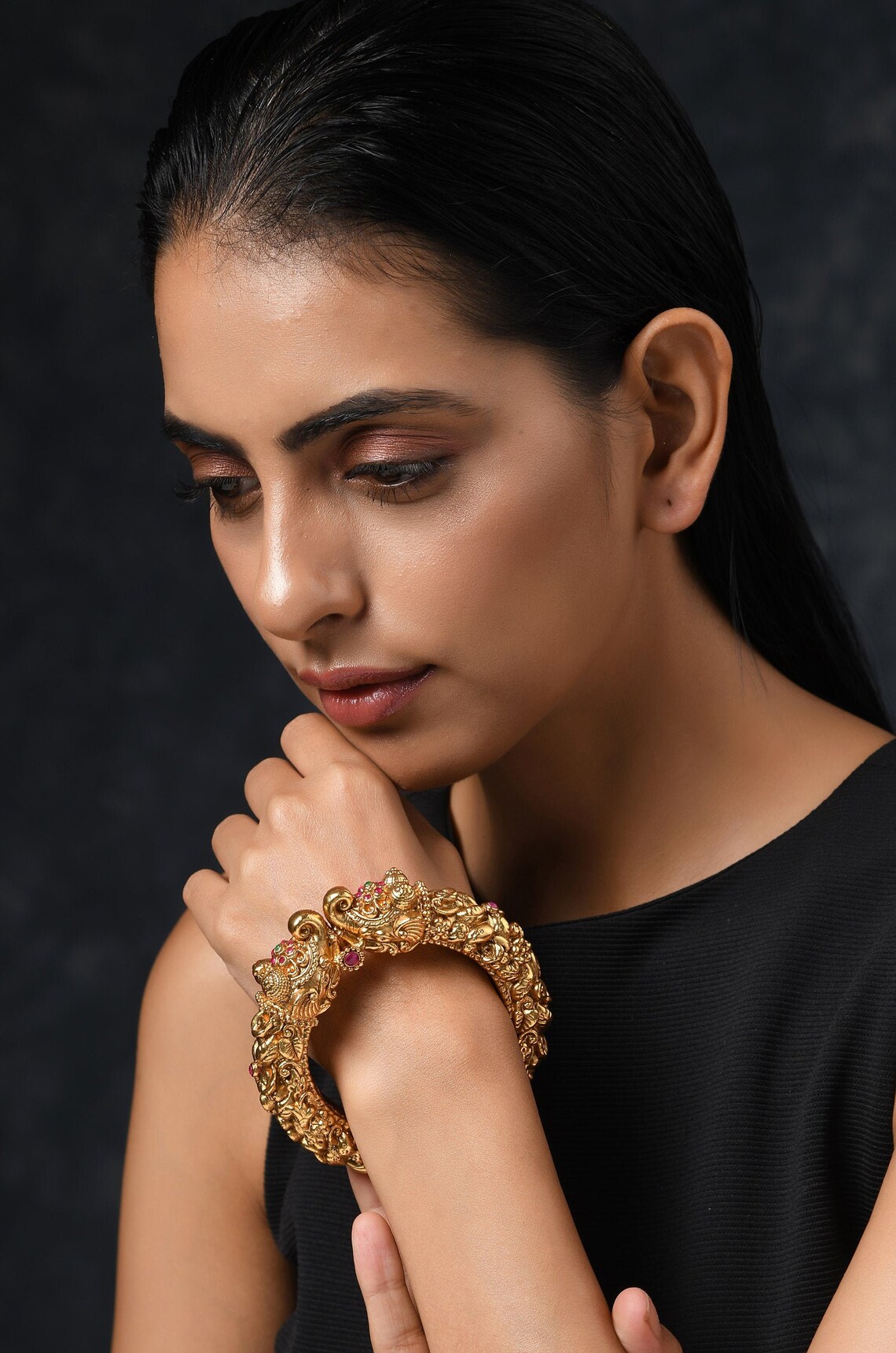 Buy Temple Work Embossed Bangle/ Gold Plated Temple Work Bangles ...