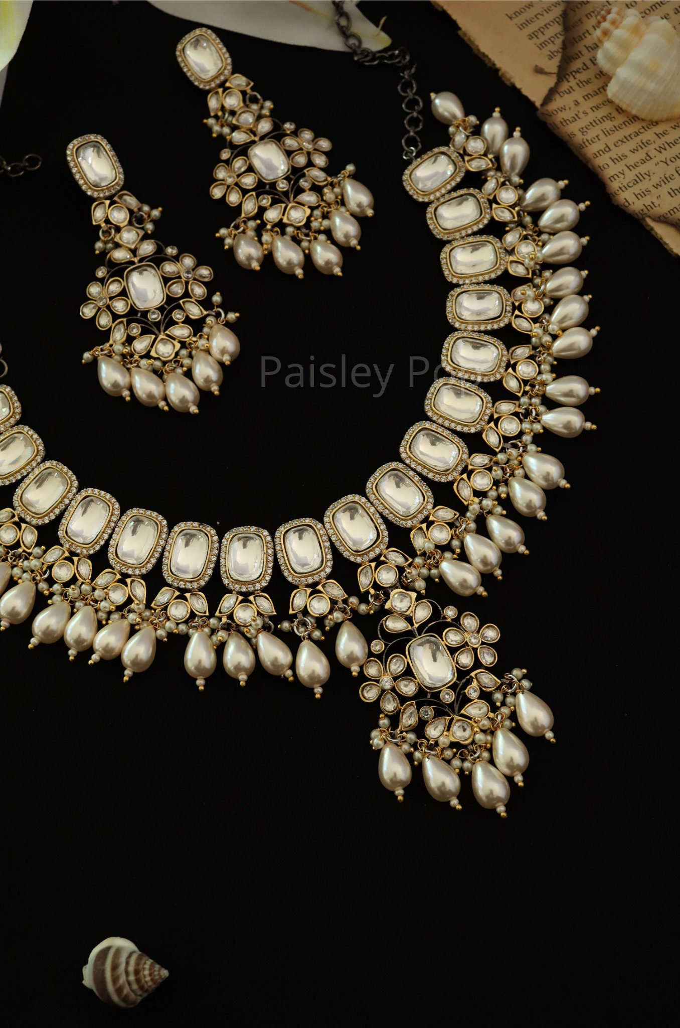 Victorian Polki Pearls Necklace With Earrings / Indian Polki - Etsy