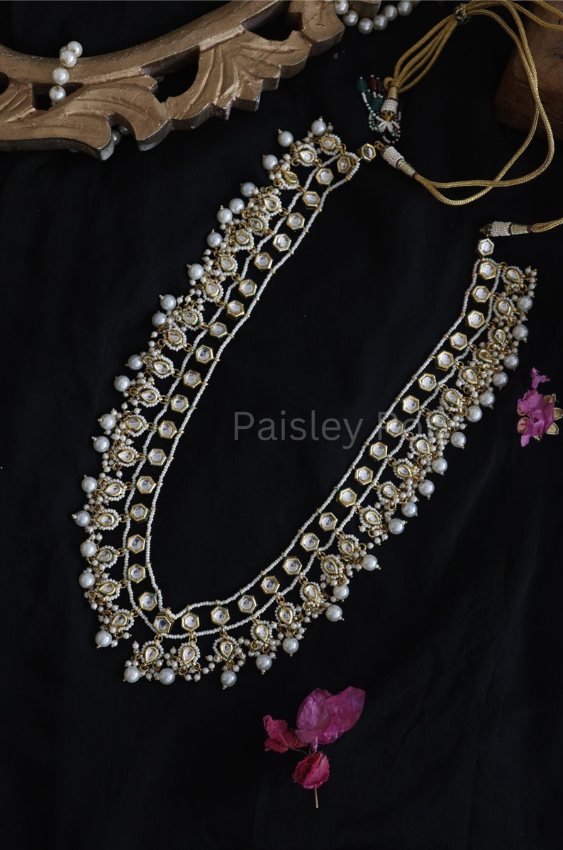 Kundan and Pearls Necklace / Gold Plated Kundan Layered Necklace ...