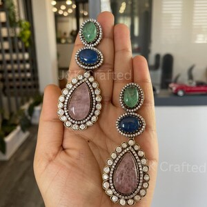 Pastel Doublet Dangler Earrings Victorian Polki Earrings Statement ...