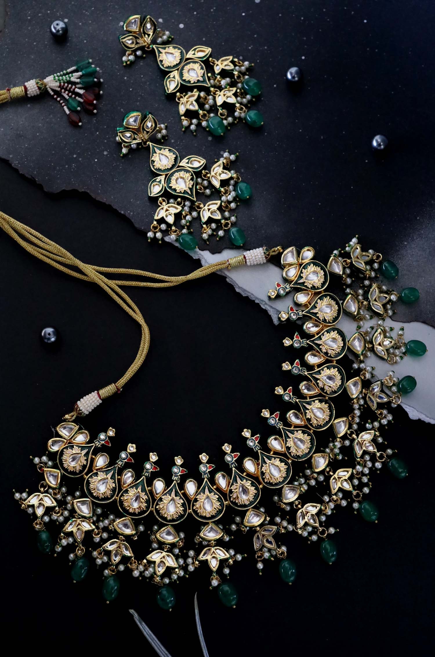 Green and Blue Meenakari Necklace Set/ Meenakari Gold Plated | Etsy