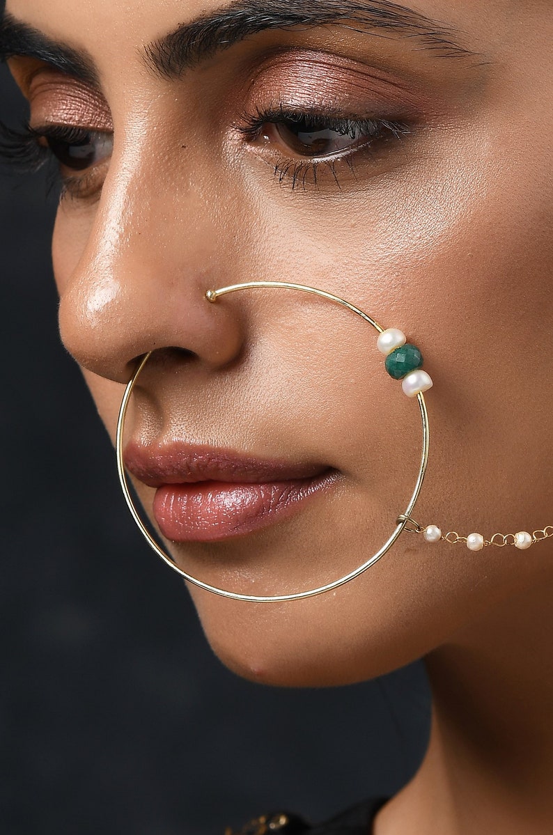 Pearls Delicate Nosepin/nose Ring/indian Jewellery/bridal - Etsy