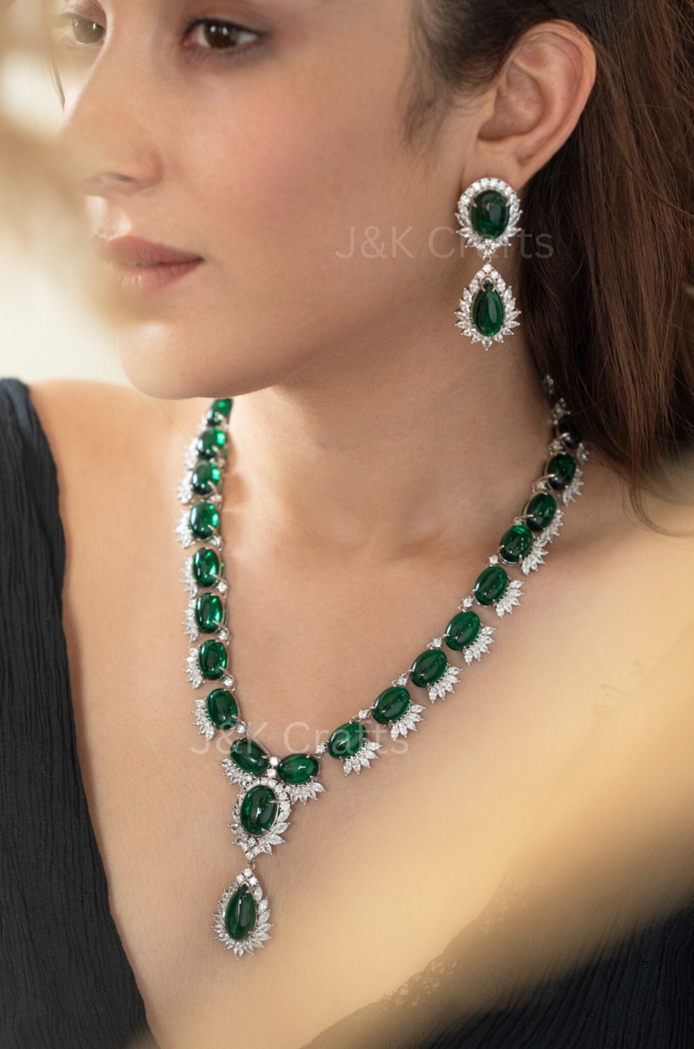 Emerald Green Necklace Set Victorian Green Necklace Set Contemporary ...