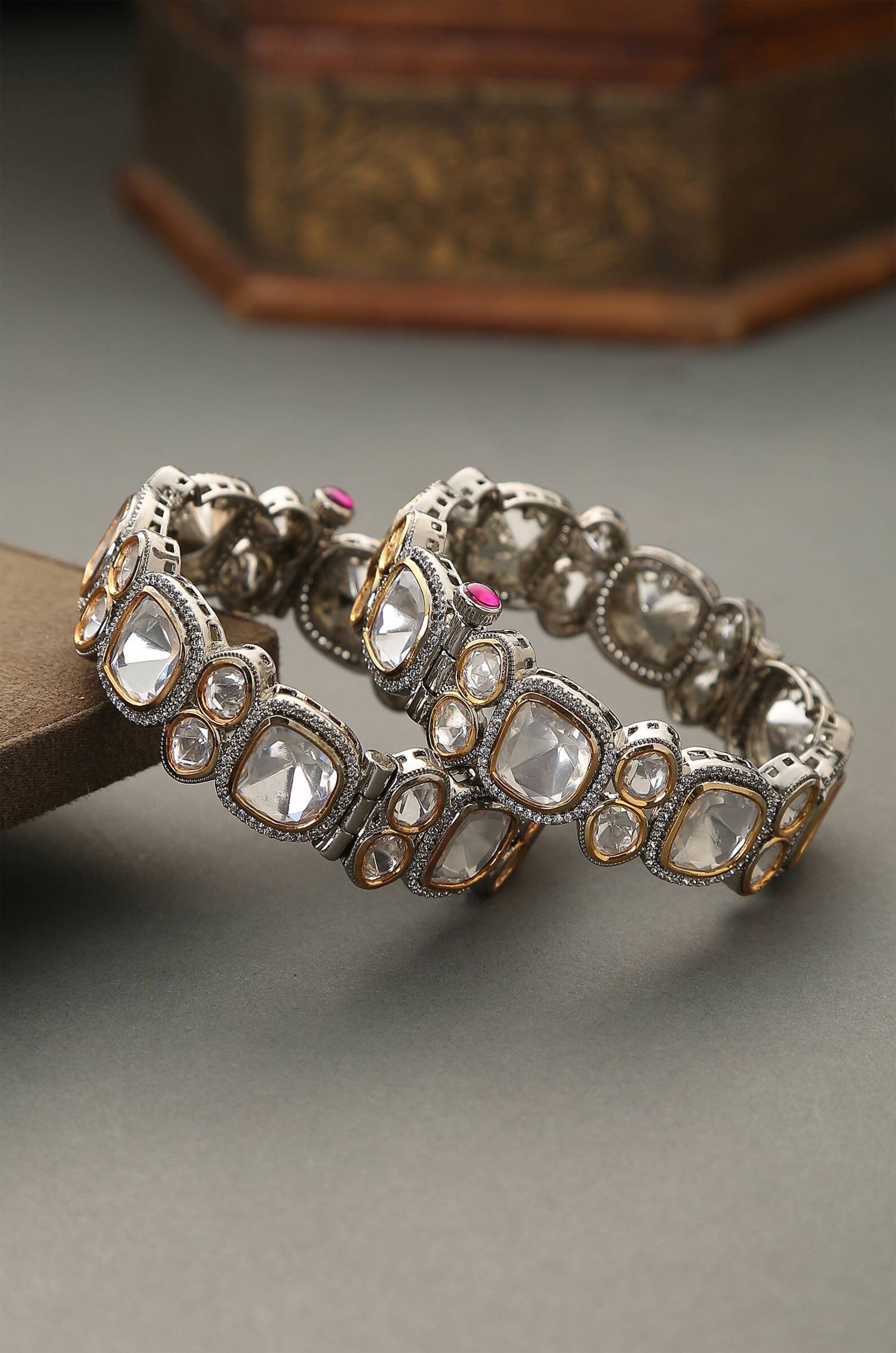 Victorian Two Tone Bangles/ Victorian Polki Bangles/ Polki Victorian ...